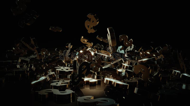 3d Rendering of Falling Signs of Dollars. Stock Illustration ...