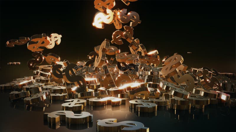 3d Rendering of Falling Signs of Dollars. Stock Illustration ...