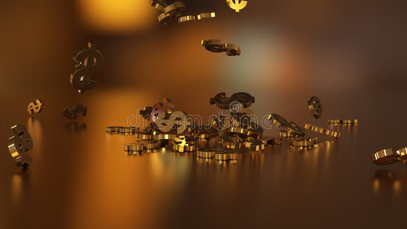 3d Rendering of Falling Signs of Dollars. Stock Illustration ...