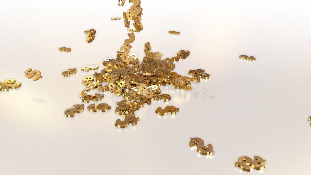 3d Rendering of Falling Signs of Dollars. Stock Image - Image of gold ...