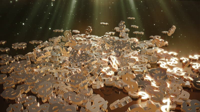 3d Rendering of Falling Signs of Dollars. Stock Illustration ...