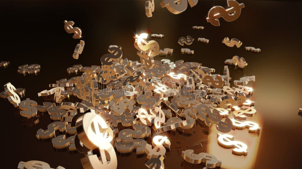 3d Rendering of Falling Signs of Dollars. Stock Illustration ...