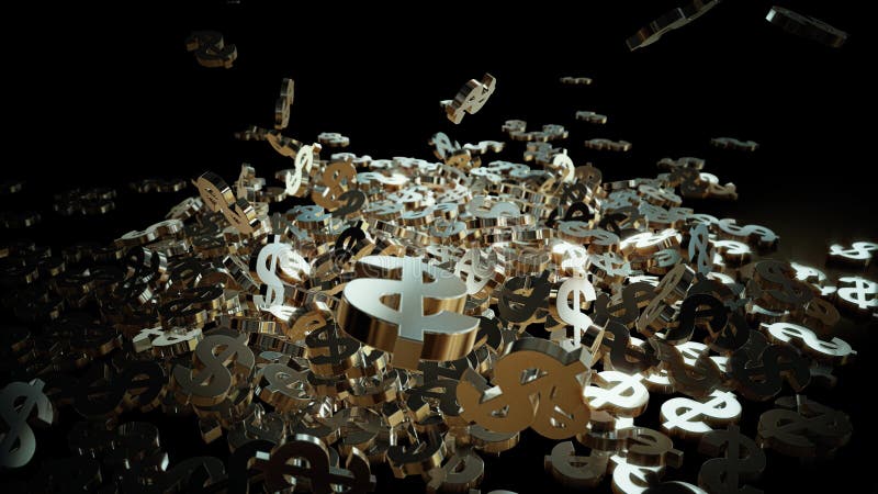 3d Rendering of Falling Signs of Dollars. Stock Illustration ...
