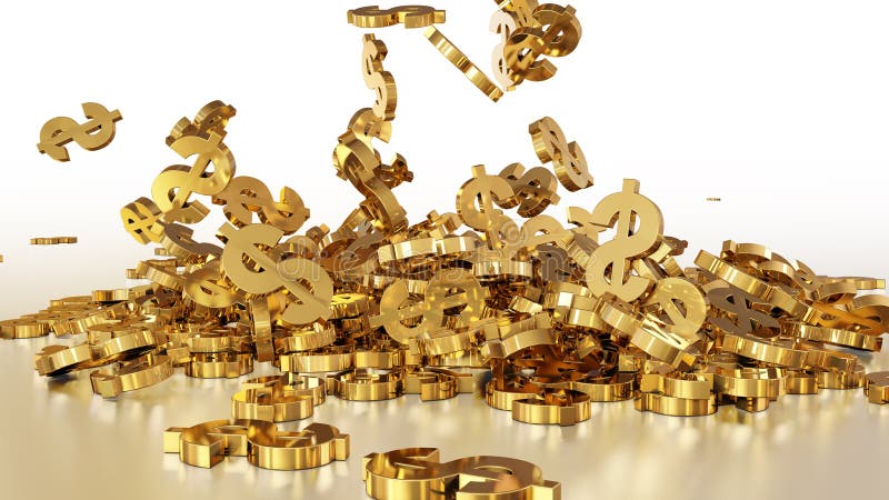 3d Rendering of Falling Signs of Dollars. Stock Illustration ...