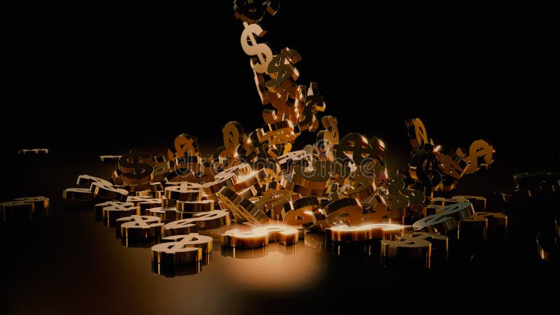 3d Rendering of Falling Signs of Dollars. Stock Illustration ...