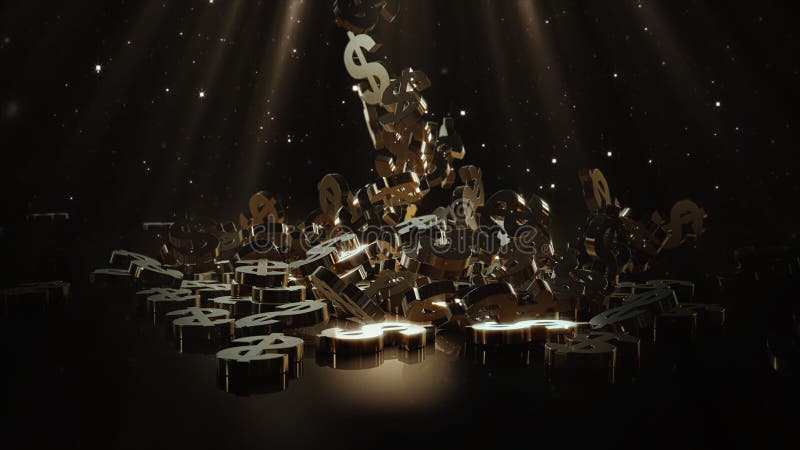 3d Rendering of Falling Signs of Dollars. Stock Illustration ...