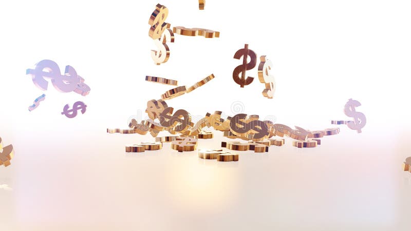 3d Rendering of Falling Signs of Dollars. Stock Illustration ...