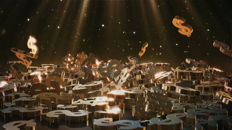 3d Rendering of Falling Signs of Dollars. Stock Illustration ...