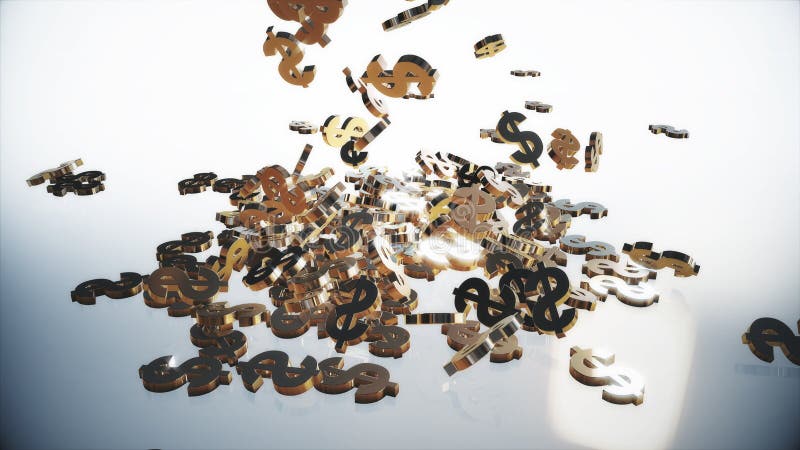 3d Rendering of Falling Signs of Dollars. Stock Illustration ...