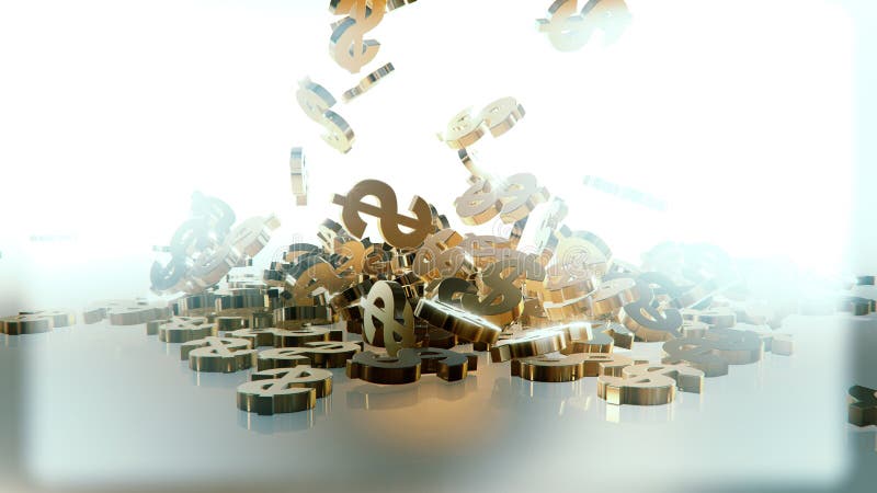 3d Rendering of Falling Signs of Dollars. Stock Illustration ...