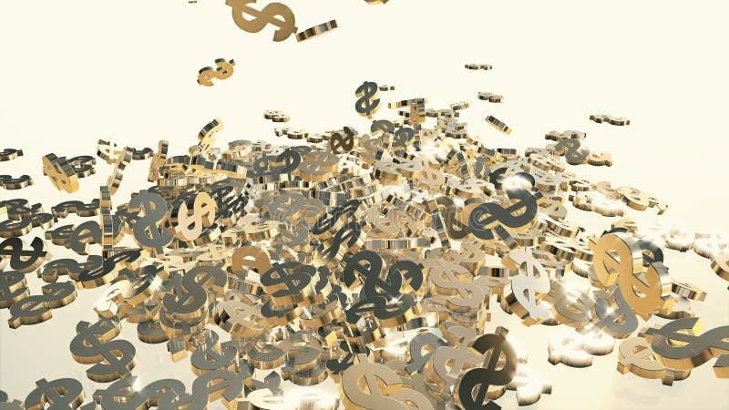 3d Rendering of Falling Signs of Dollars. Stock Illustration ...