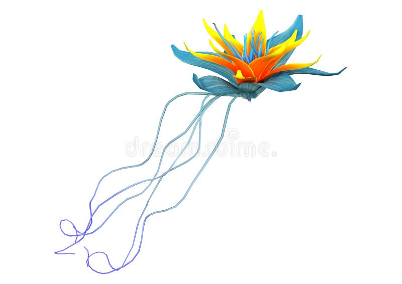 3D Rendering Alien Flower on White Stock Illustration - Illustration of ...