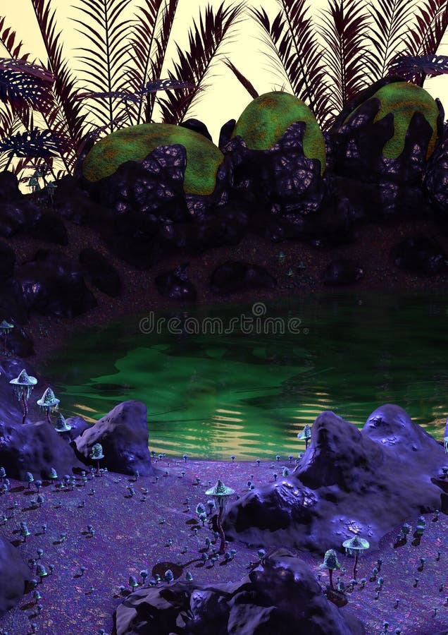3D Rendering Alien Place stock illustration. Illustration of strange ...