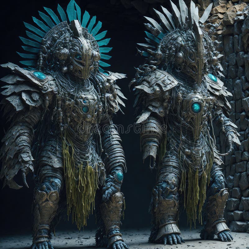 3D Rendering of a Fantasy Alien Warrior in the Dark Background Stock ...