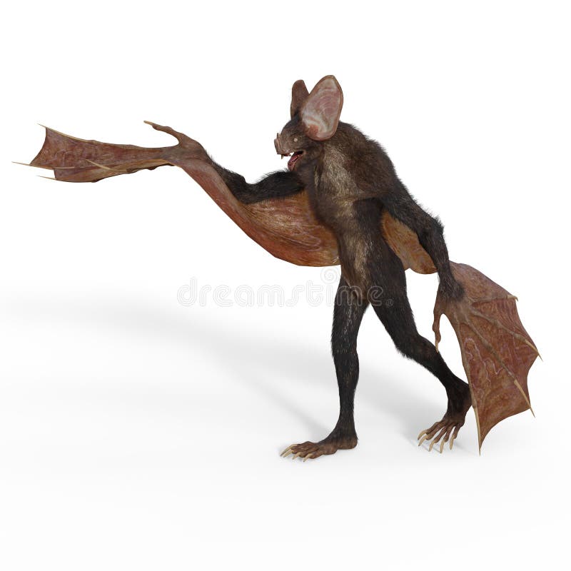 3d-illustration of an Isolated Creepy Fantasy Werebat Stock ...