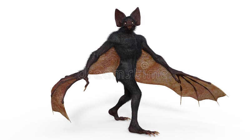 3d-illustration of an Isolated Creepy Fantasy Werebat Stock ...