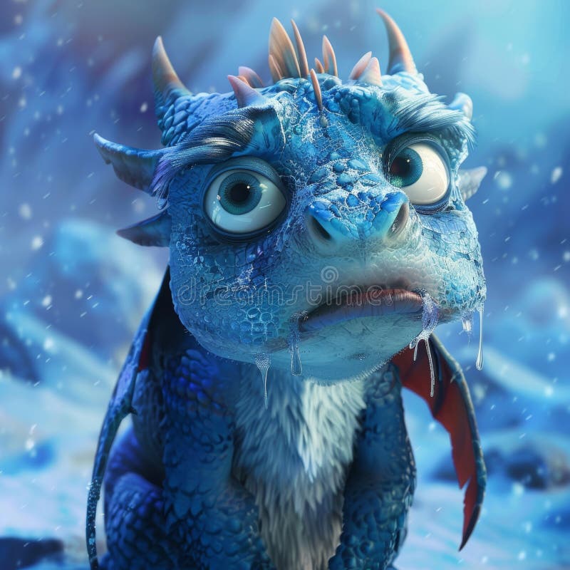 3D Rendering of a Fantasy Dragon with Blue Eyes and Sharp Teeth Stock ...