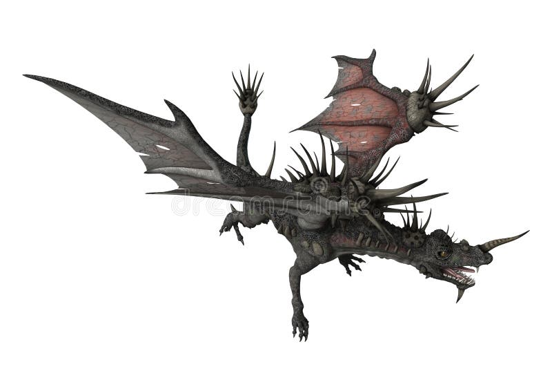 3D Rendering Spiky Dragon on White Stock Illustration - Illustration of ...