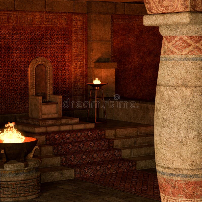 3D-Illustration of an Ancient Fantasy Temple and Throne Room for ...