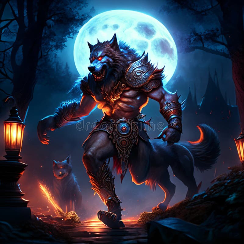 3D Rendering of a Fantasy Monster in Front of a Full Moon AI Generated ...