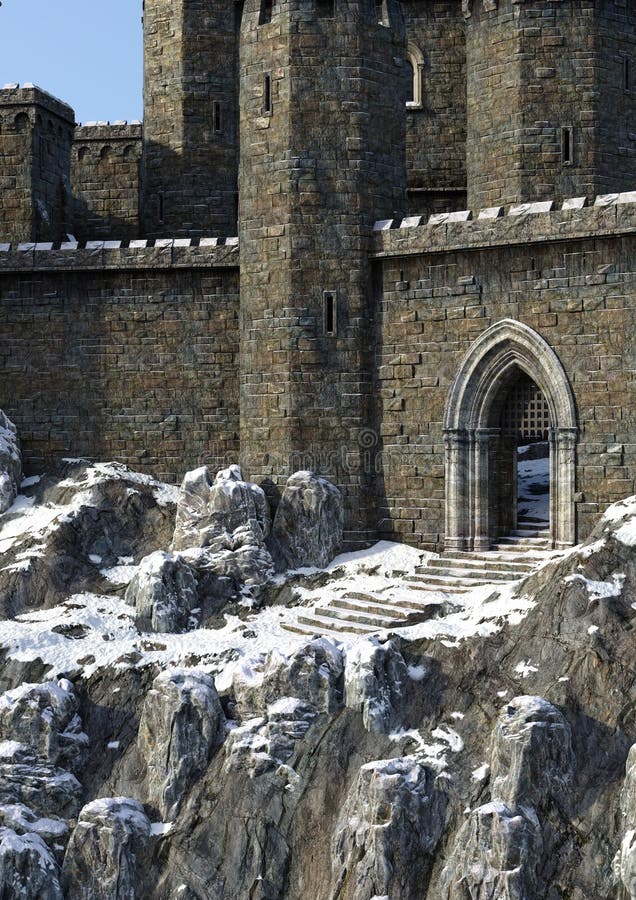 3D Rendering Fairy Tale Winter Castle Stock Illustration - Illustration ...