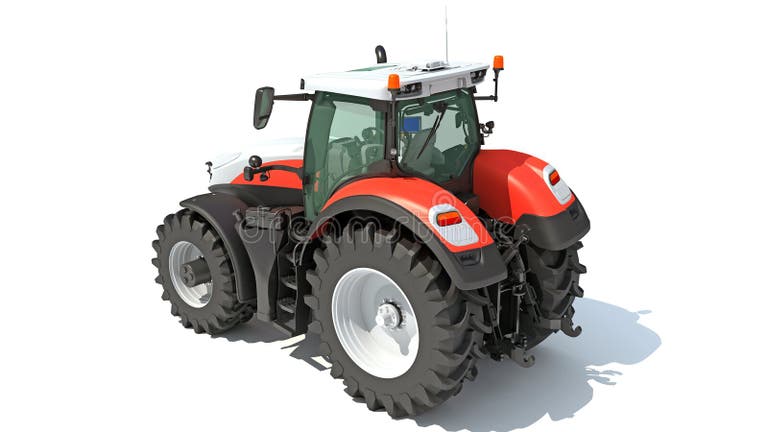 3D Rendering of Farm Tractor Model on White Background Stock ...