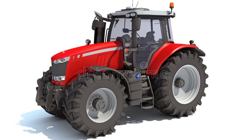 3D Rendering of Farm Tractor Model on White Background Stock ...