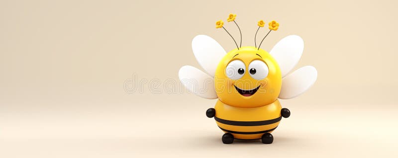 3D Rendering of a Fat Stylized Bee on a Light Background Stock ...