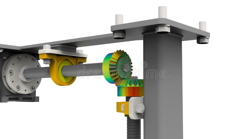3D Rendering - FEA Analysis of a Bevel Gear Platform Stock Illustration ...