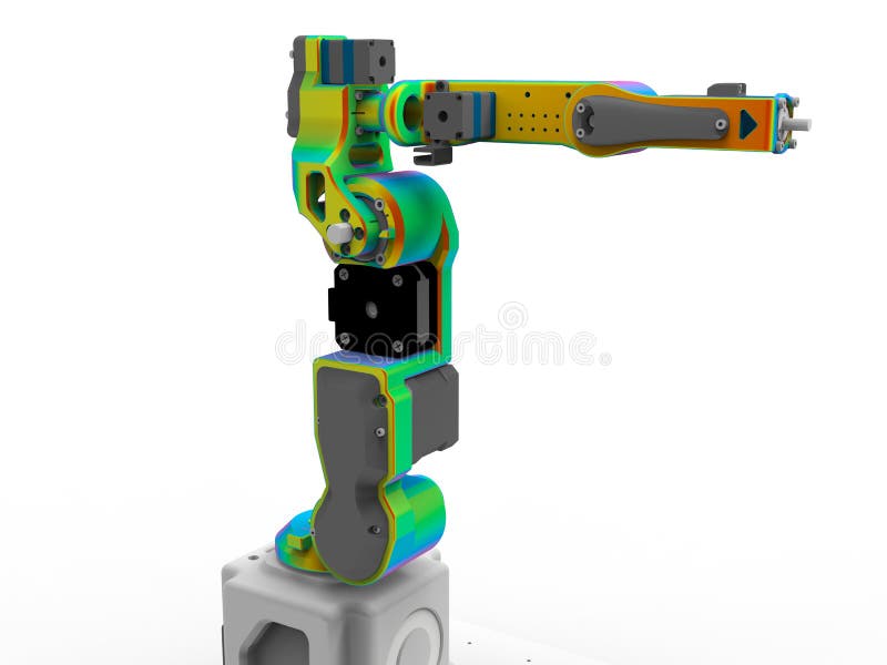 3D Rendering - FEA Analysis of a Robotic Arm Stock Illustration ...