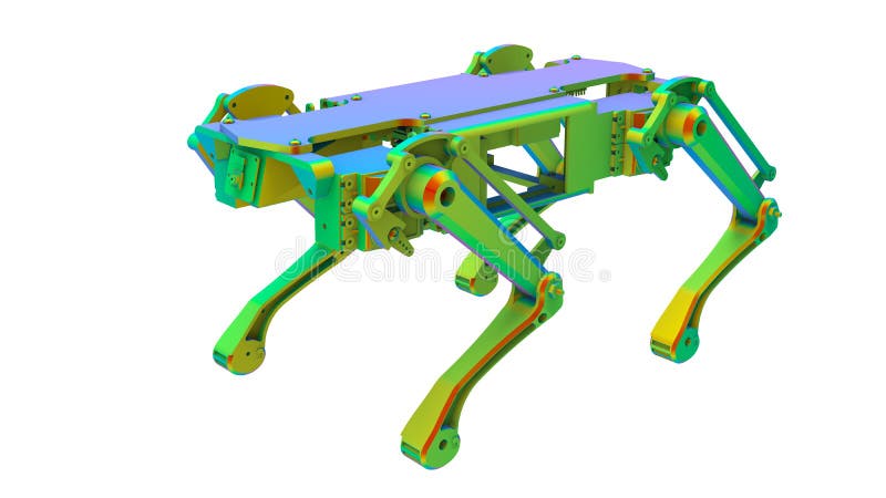 3D Rendering - FEA Analysis of a Robotic Dog Stock Illustration ...