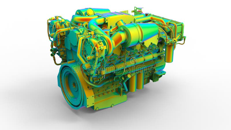 3D Render of a FEA Study of a Worm Gear Assembly Stock Illustration ...