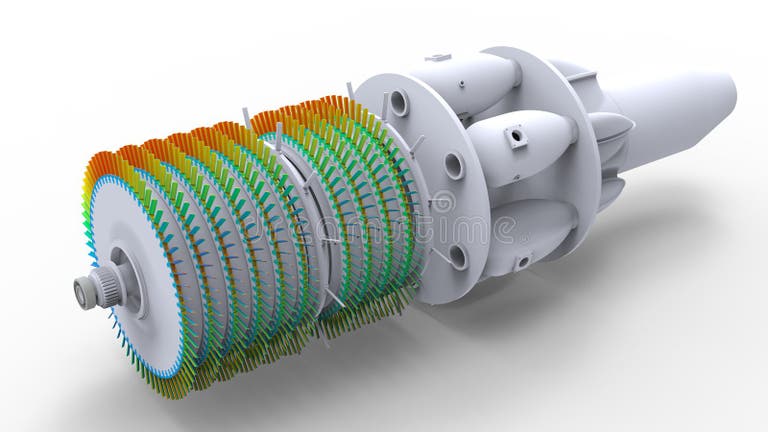 3D Rendering - FEA Study of the Blades of a Turbine Stock Illustration ...