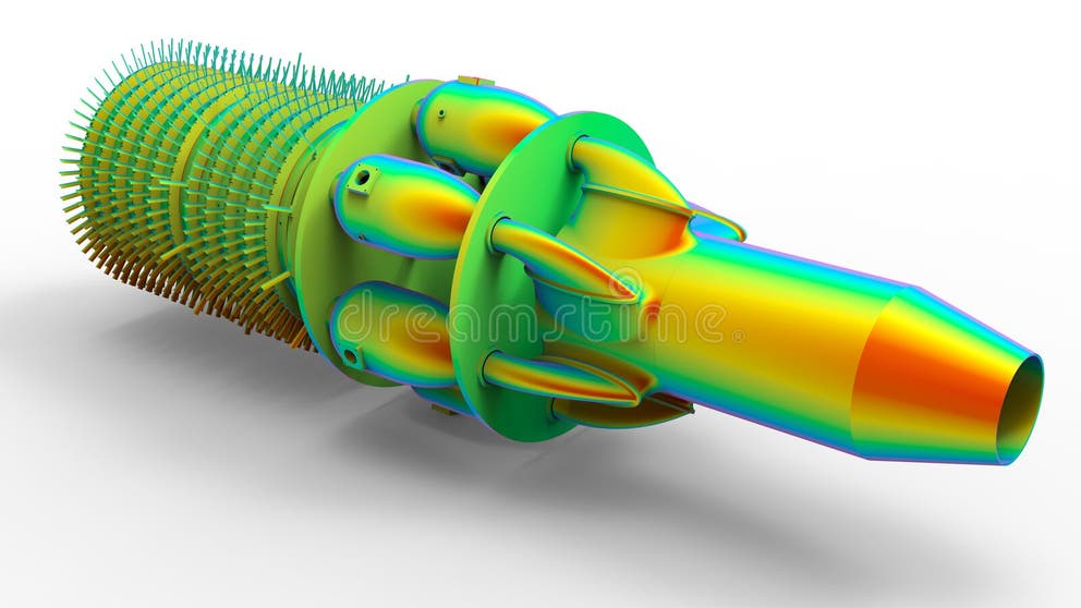 3D Rendering - FEA Study of a Large Turbine Model Stock Illustration ...