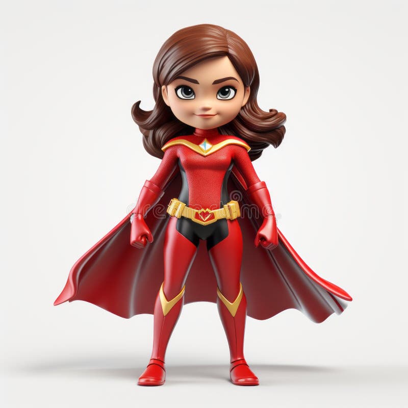 3d Cute Female Superhero - Isolated Full Body on White Background Stock ...