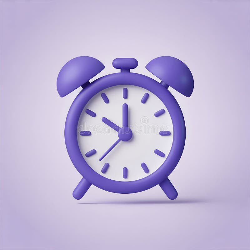 3d Rendering of a Purple Alarm Clock on a Light Purple Background ...