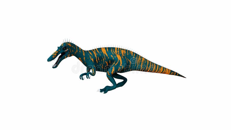 3D Illustration of a Strikingly Colored Theropod Dinosaur on White ...