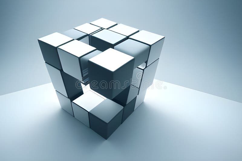 Abstract 3d Rendering of Geometric Shapes Composition with Squares ...