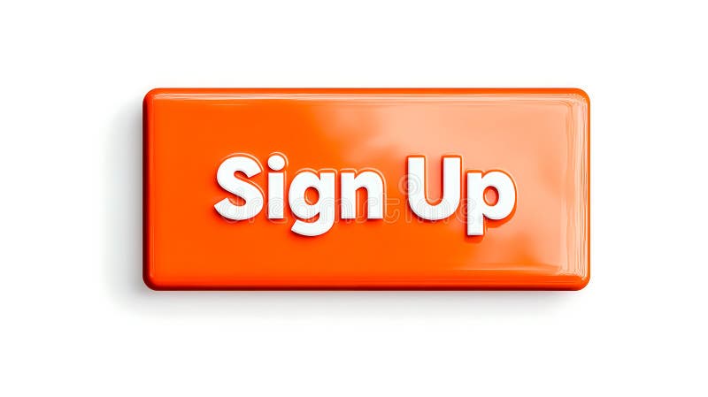 Glossy Orange Sign Up Button on Transparent Background Stock ...