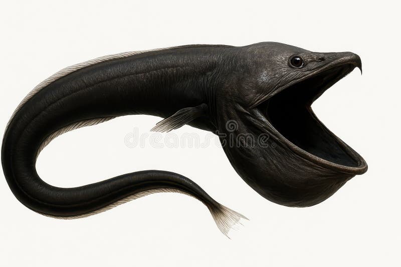 Pelican Eel Swimming with Open Mouth on White Background Stock ...