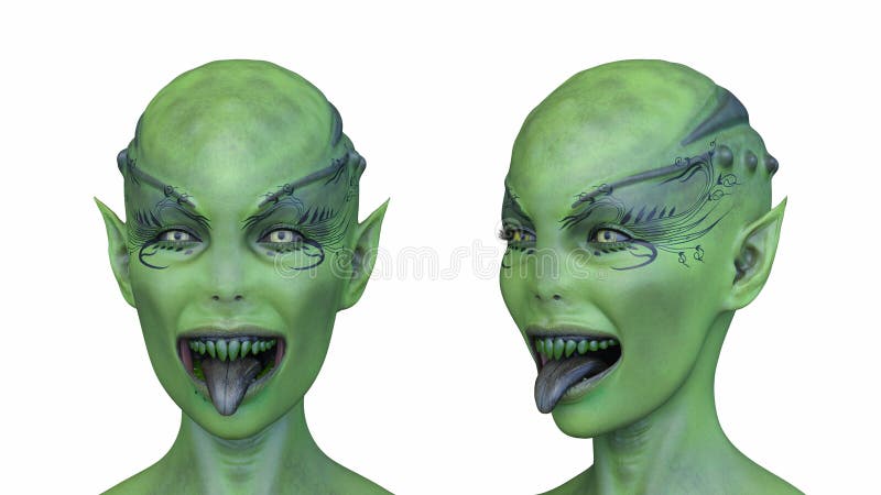 3D Rendering of a Female Alien Face Stock Illustration - Illustration ...