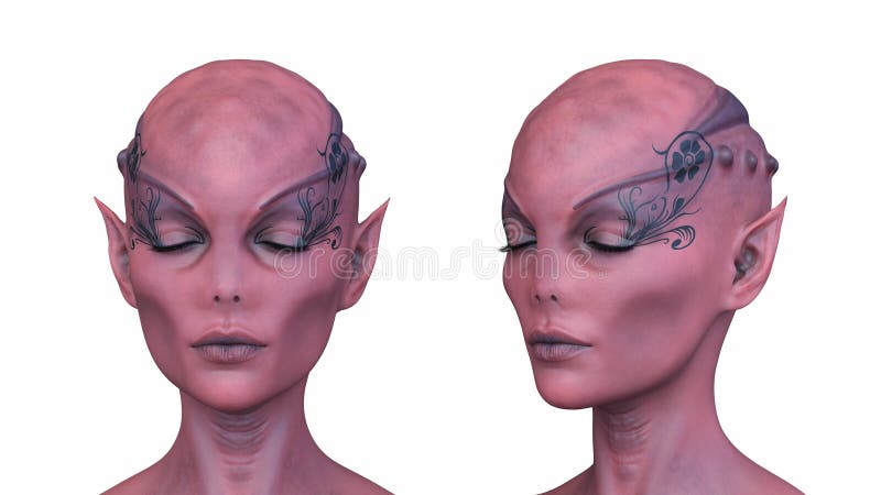 3D Rendering of a Female Alien Face Stock Illustration - Illustration ...