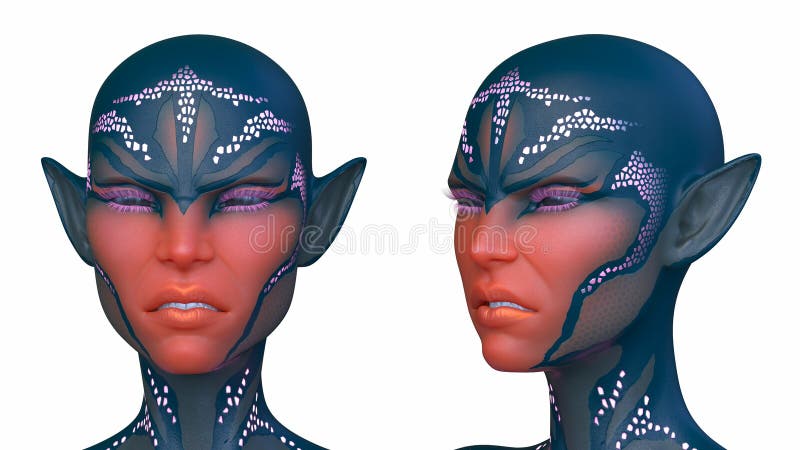 3D Rendering of a Female Alien Face Stock Illustration - Illustration ...