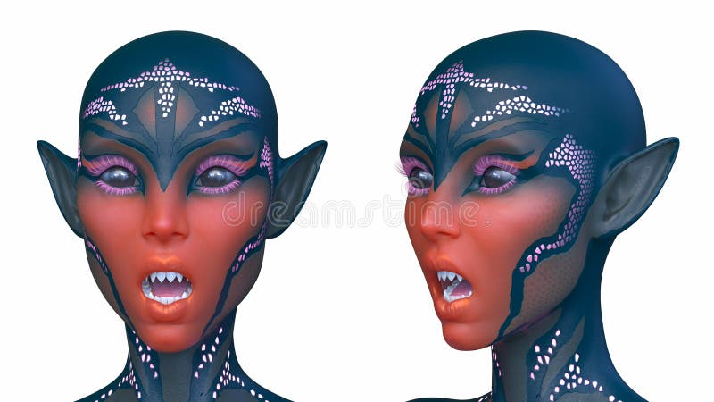 3D Rendering of a Female Alien Face Stock Illustration - Illustration ...