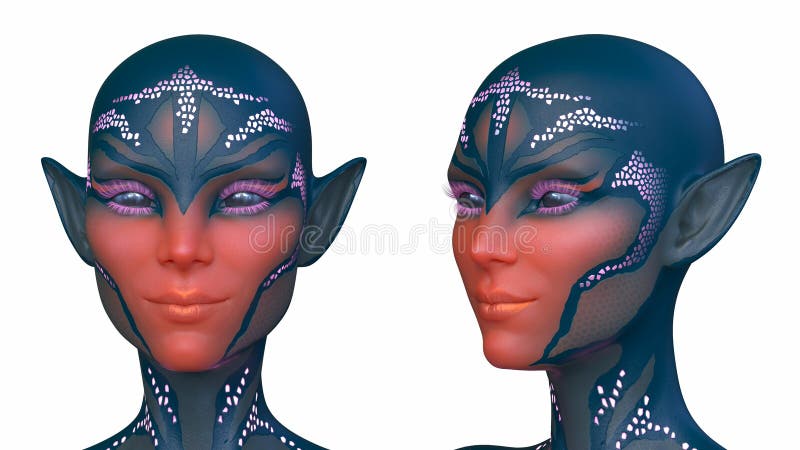 3D Rendering of a Female Alien Face Stock Illustration - Illustration ...