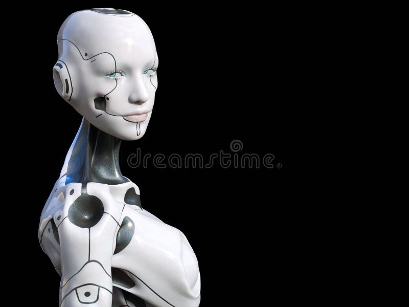 Android Woman Head on a Podium. Stock Illustration - Illustration of ...