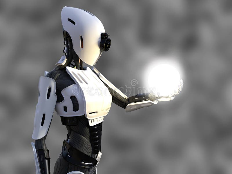 3D Rendering Of Female Robot Looking Sad Stock Illustration ...