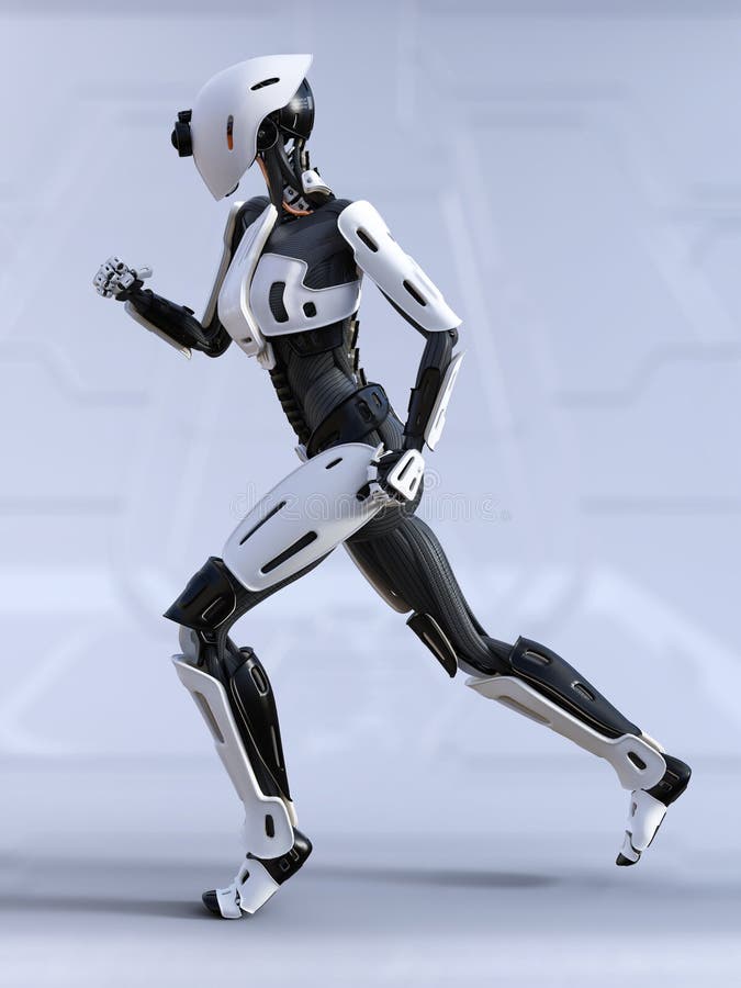 3D Rendering of a Female Android Robot Posing Stock Illustration ...