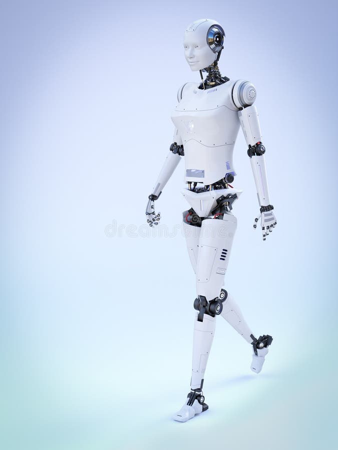 3D Rendering of a Female Android Walking Stock Illustration ...