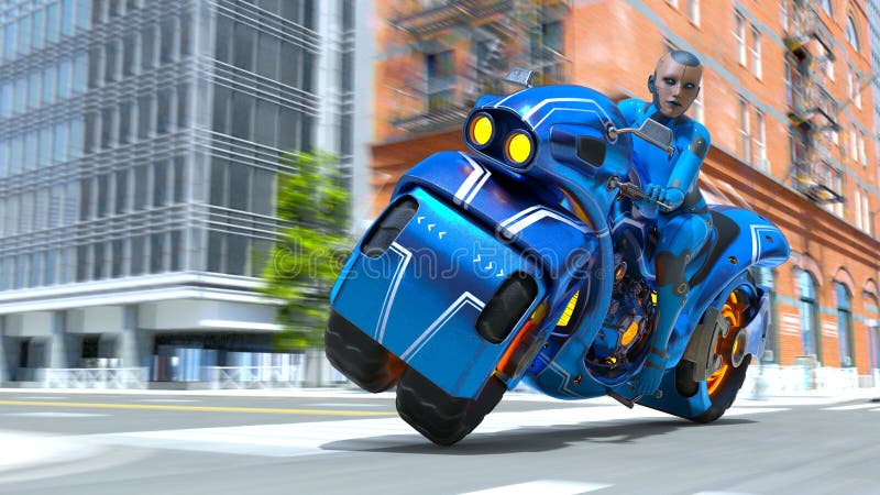 3D Rendering of a Female Cyborg Rider Stock Illustration - Illustration ...